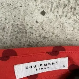 Equipment | Tops | Equipment Red Polka Dot Silk Blouse With Black Dots ...